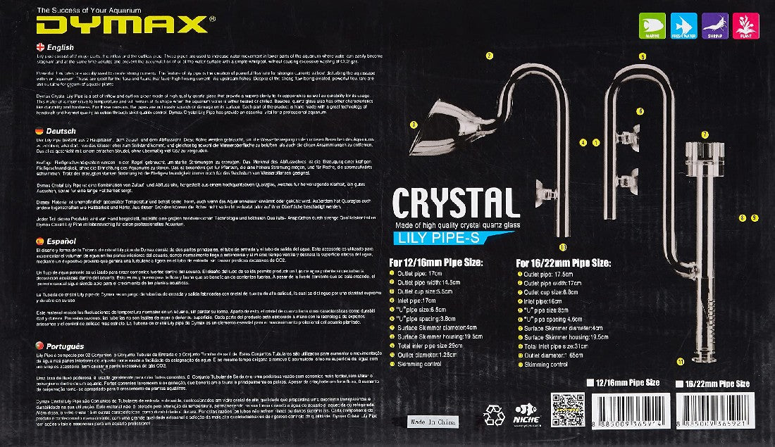 Dymax Crystal Lily Pipe W/surface Skimmer Set Dia.16/22mm – Hurstville ...