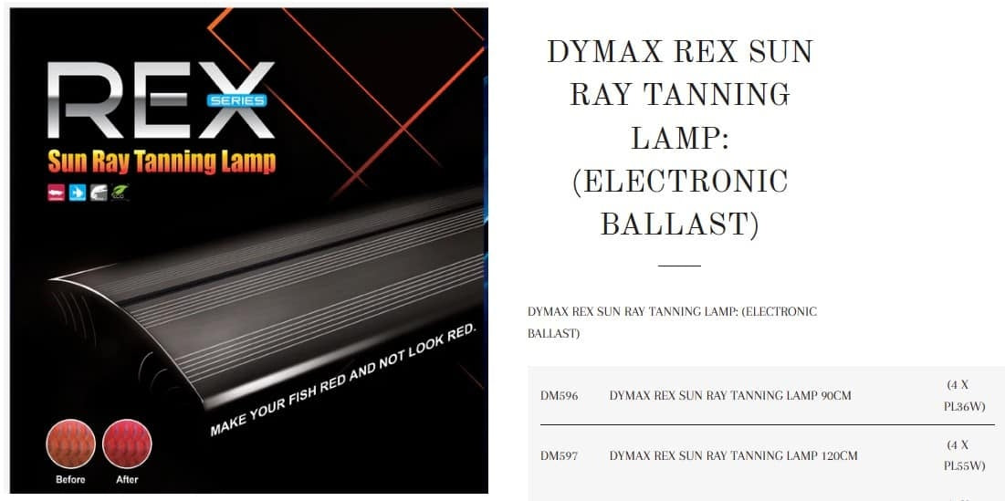Dymax Rex Sun Ray Tanning Lamp 4ft/120cm – Hurstville Aquarium