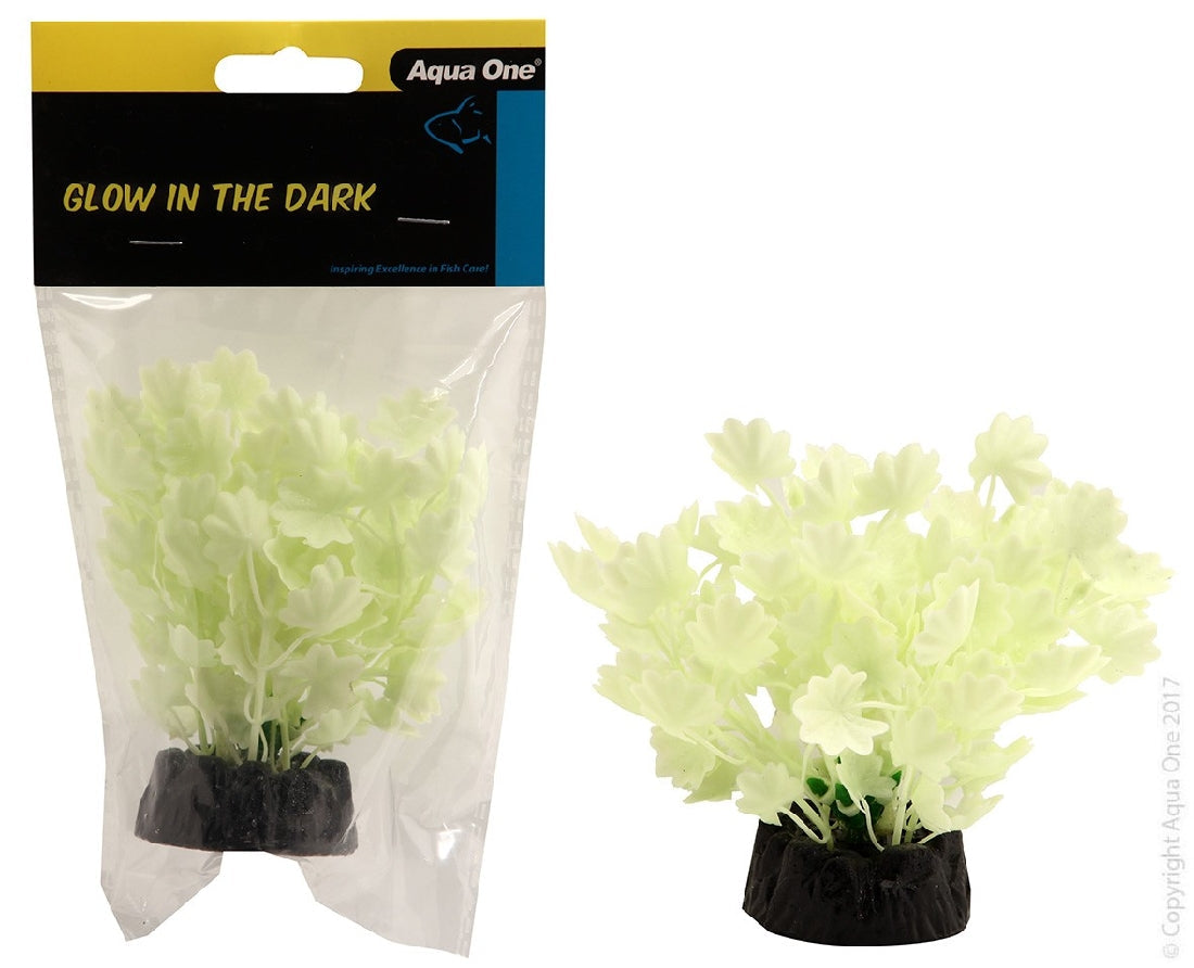 -Aqua One Plastic Plant Glow In The Dark Hydrocotyle Plant 5cm (36849 ...
