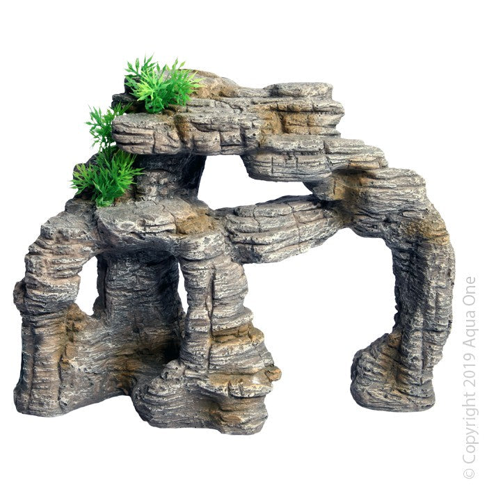 -Aqua One Ornament Rock Cliff With Plant 26.5x13.5x20.5cmhh (37877 ...